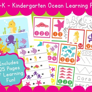 Ocean Bundle Pack Preschool Kindergarten Learning Pack & Folder Game O ...