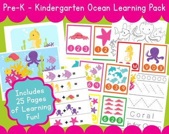 Ocean Bundle Pack Preschool Kindergarten Learning Pack & Folder Game O ...