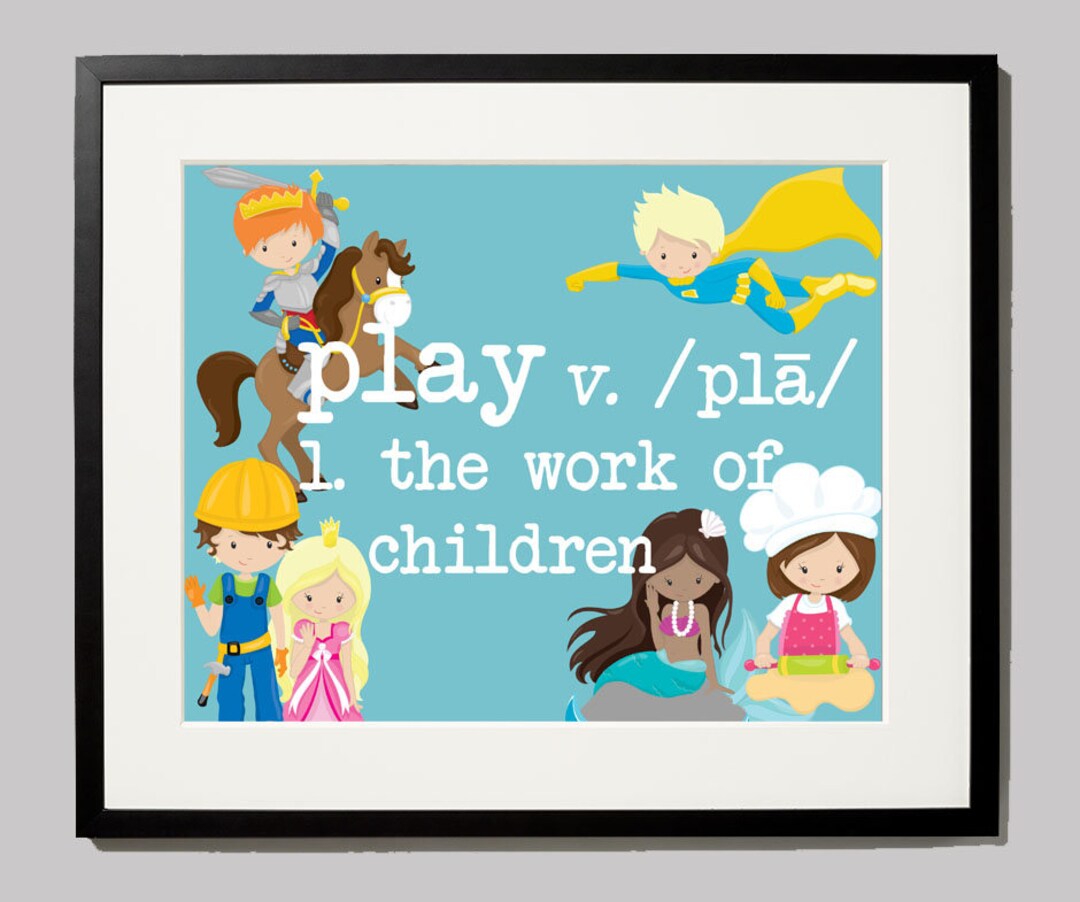 Play Definition Kids Art Playroom Bedroom Nursery Printable Dictionary ...
