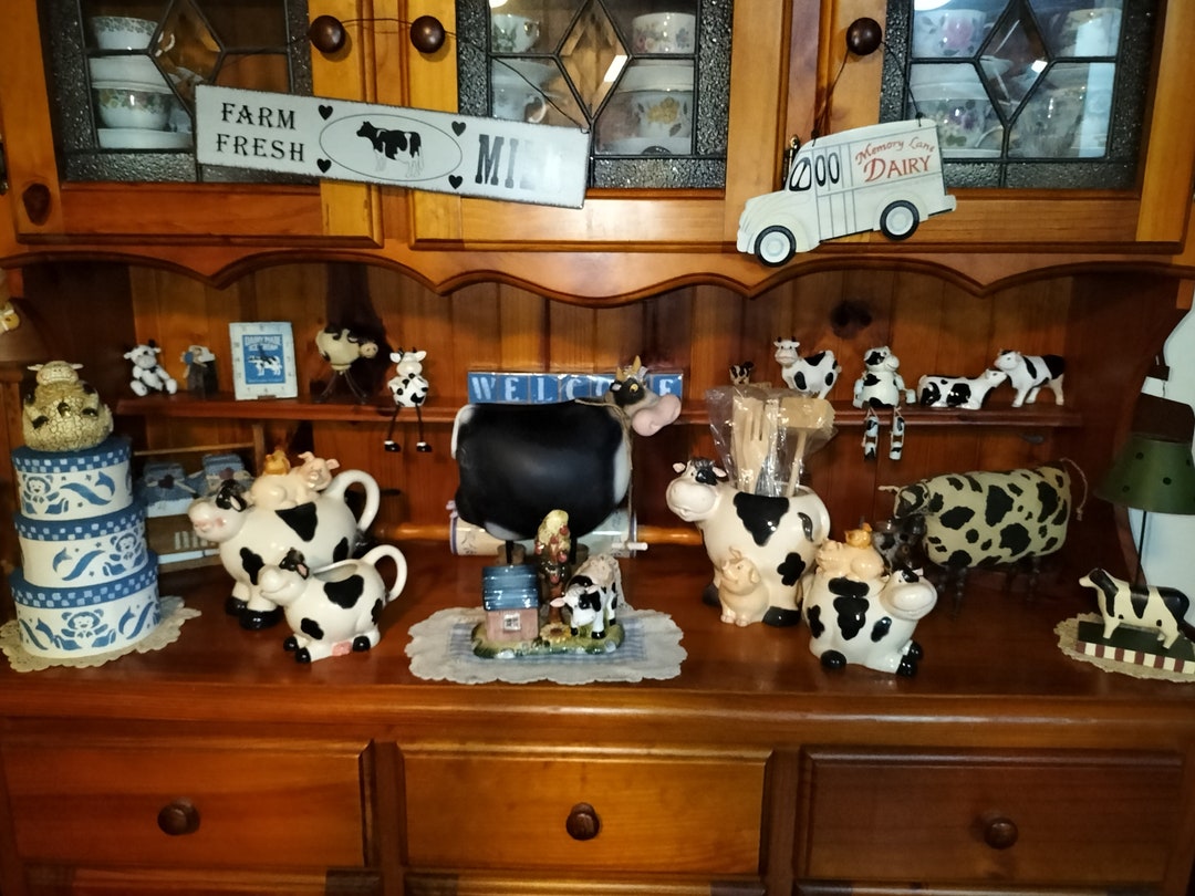 COW Themed Kitchen Ceramic Tea Set, Baking Set, Cooking Set, Canisters ...