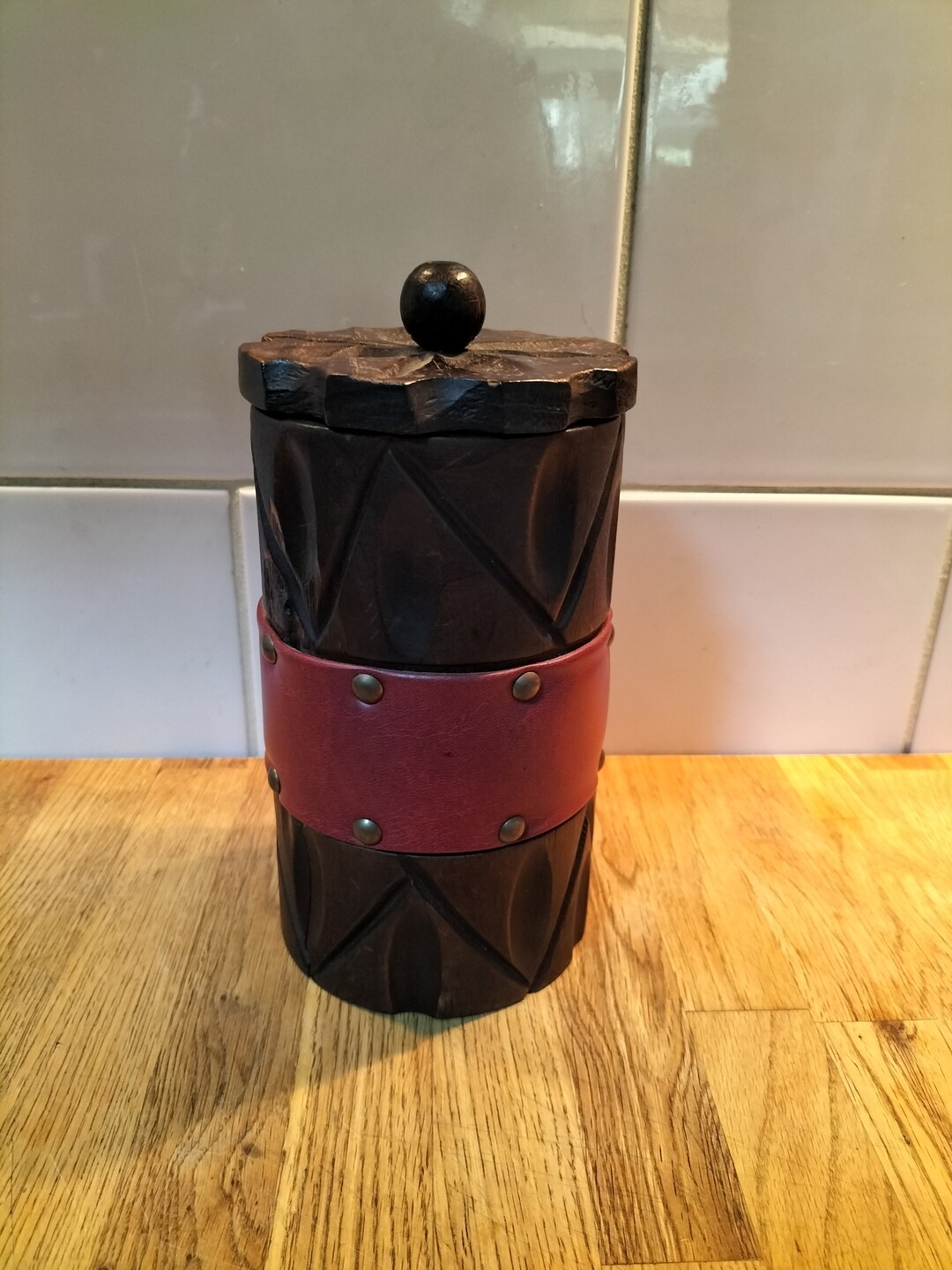 Medieval Vintage Styled Round Wooden Box With Lid, Gothic Style Wood ...