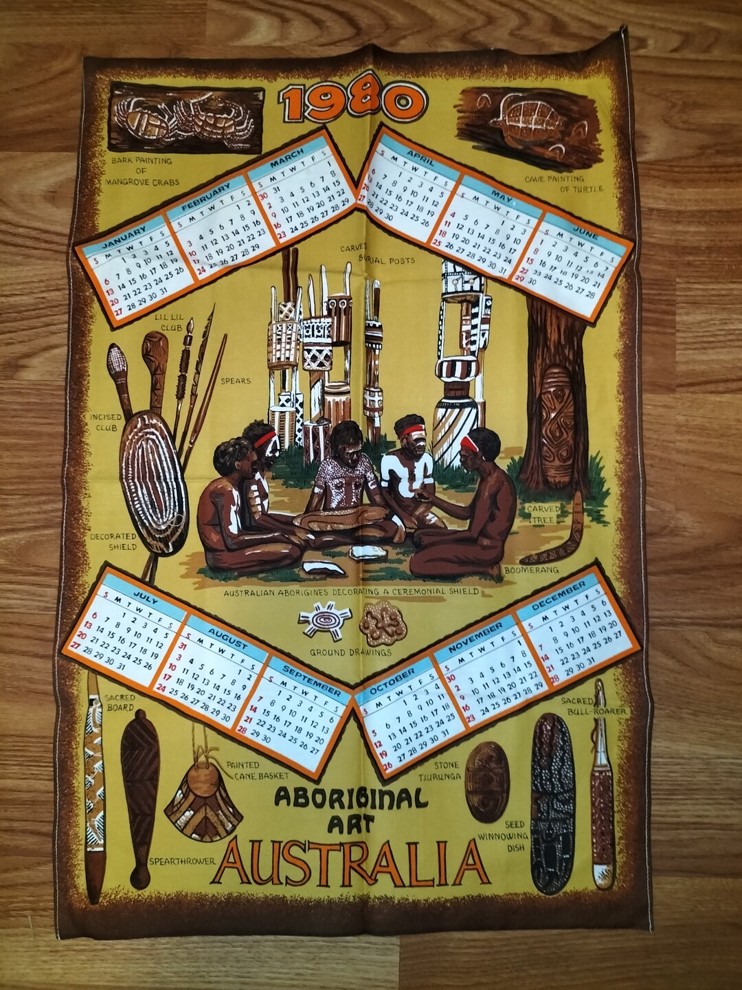 1980 Australian Souvenir Birth Year Calendar Birthday Tea Towel X 2 ...