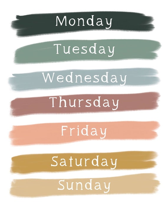 Days of the Week Poster DIGITAL | Etsy
