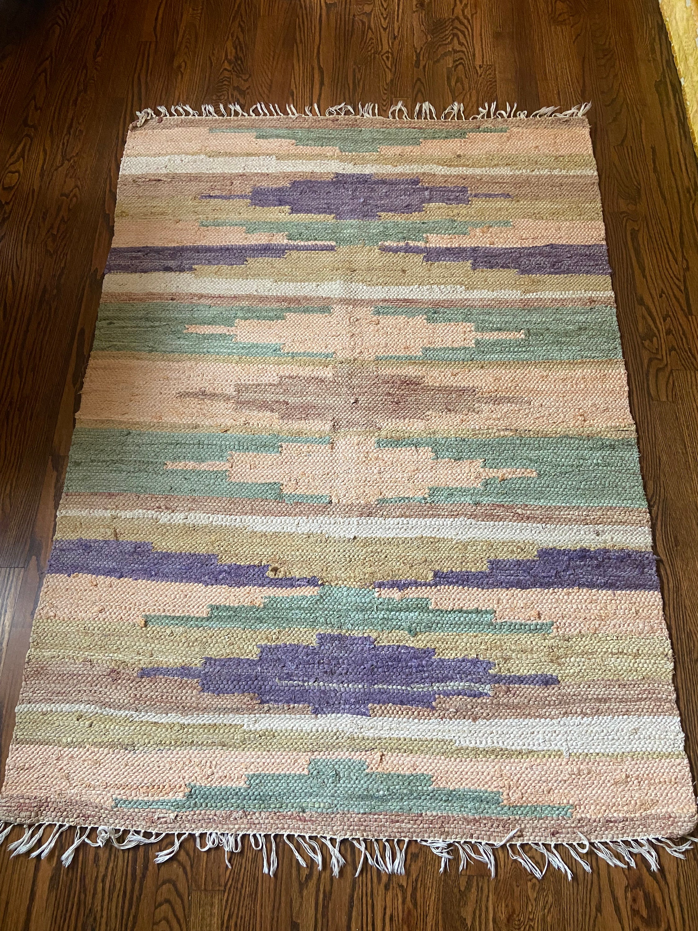 The Taos Rug Vintage Southwestern Hand Woven Pastel Boho Fringe 4 X 6 ...
