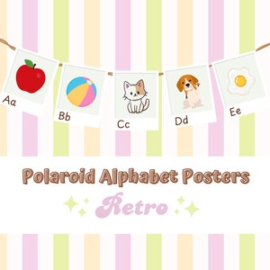 RETRO PASTEL Alphabet Posters, Alphabet Flashcards, Alphabet Chart ...