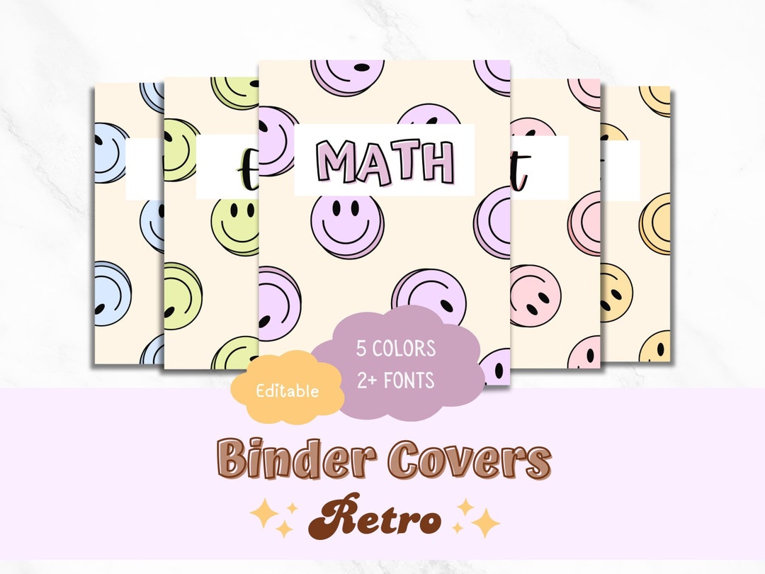 RETRO PASTEL Editable Binder Cover, Canva Template, Printable Classroom ...