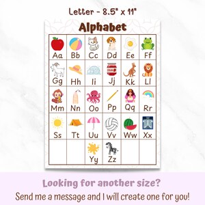 Printable Alphabet Chart With Pictures, Phonics, Beginning Sounds ...
