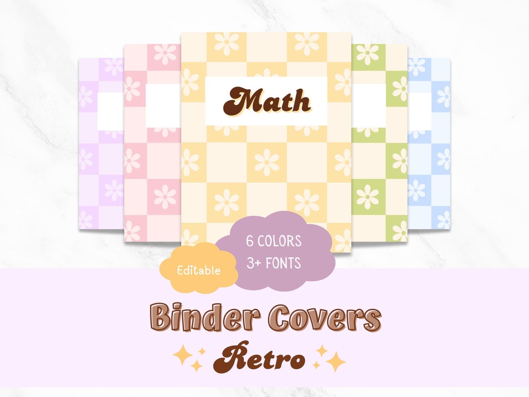 RETRO PASTEL Editable Binder Cover, Canva Template, Printable Classroom ...