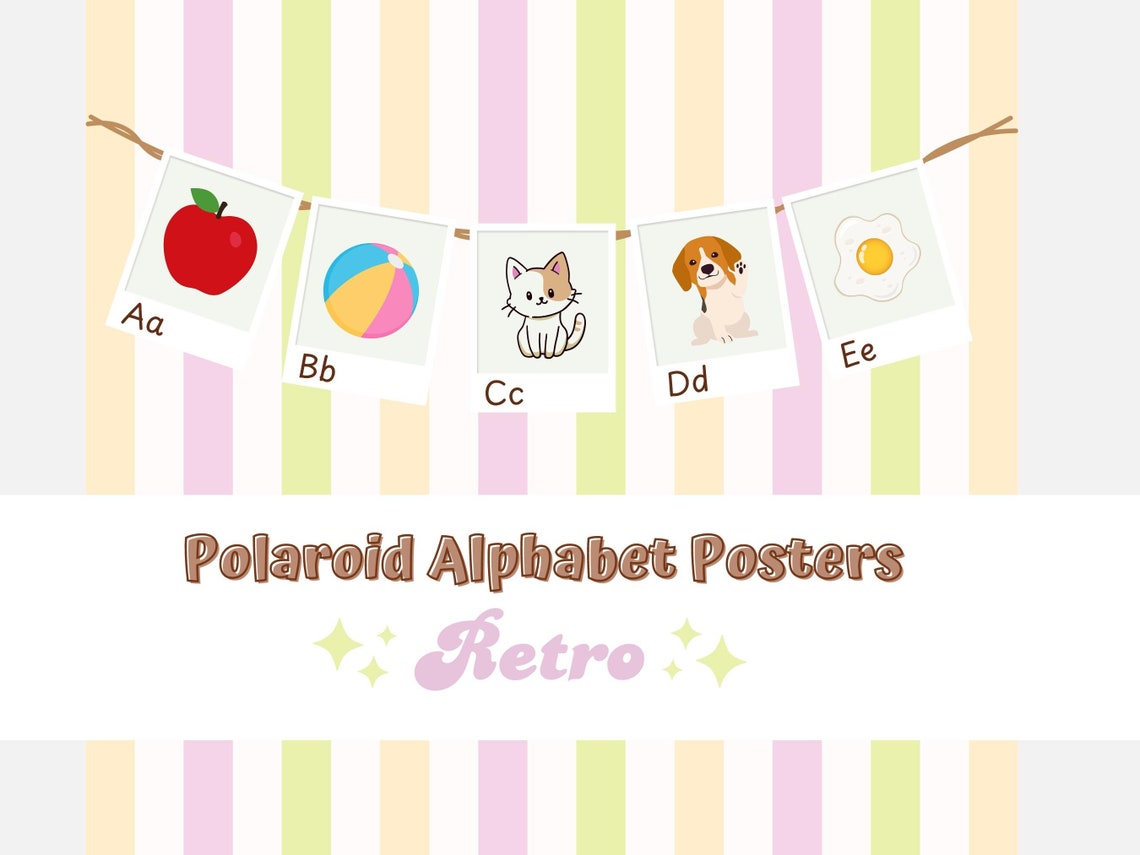 RETRO PASTEL Alphabet Posters, Alphabet Flashcards, Alphabet Chart ...