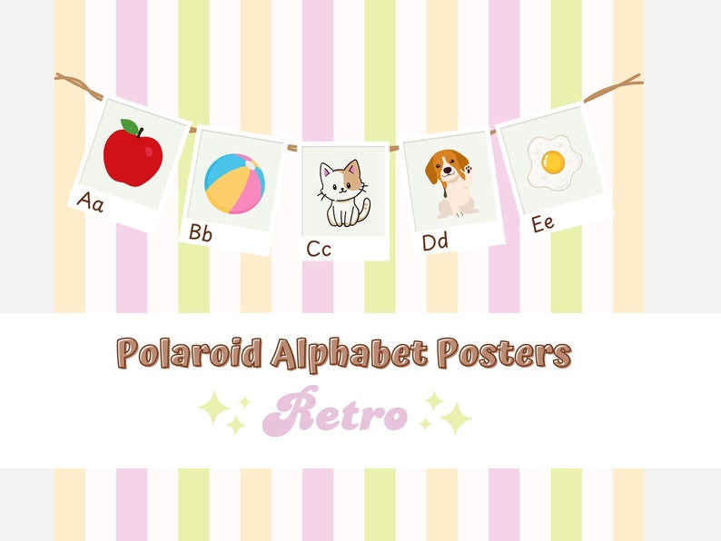 RETRO PASTEL Alphabet Posters, Alphabet Flashcards, Alphabet Chart ...