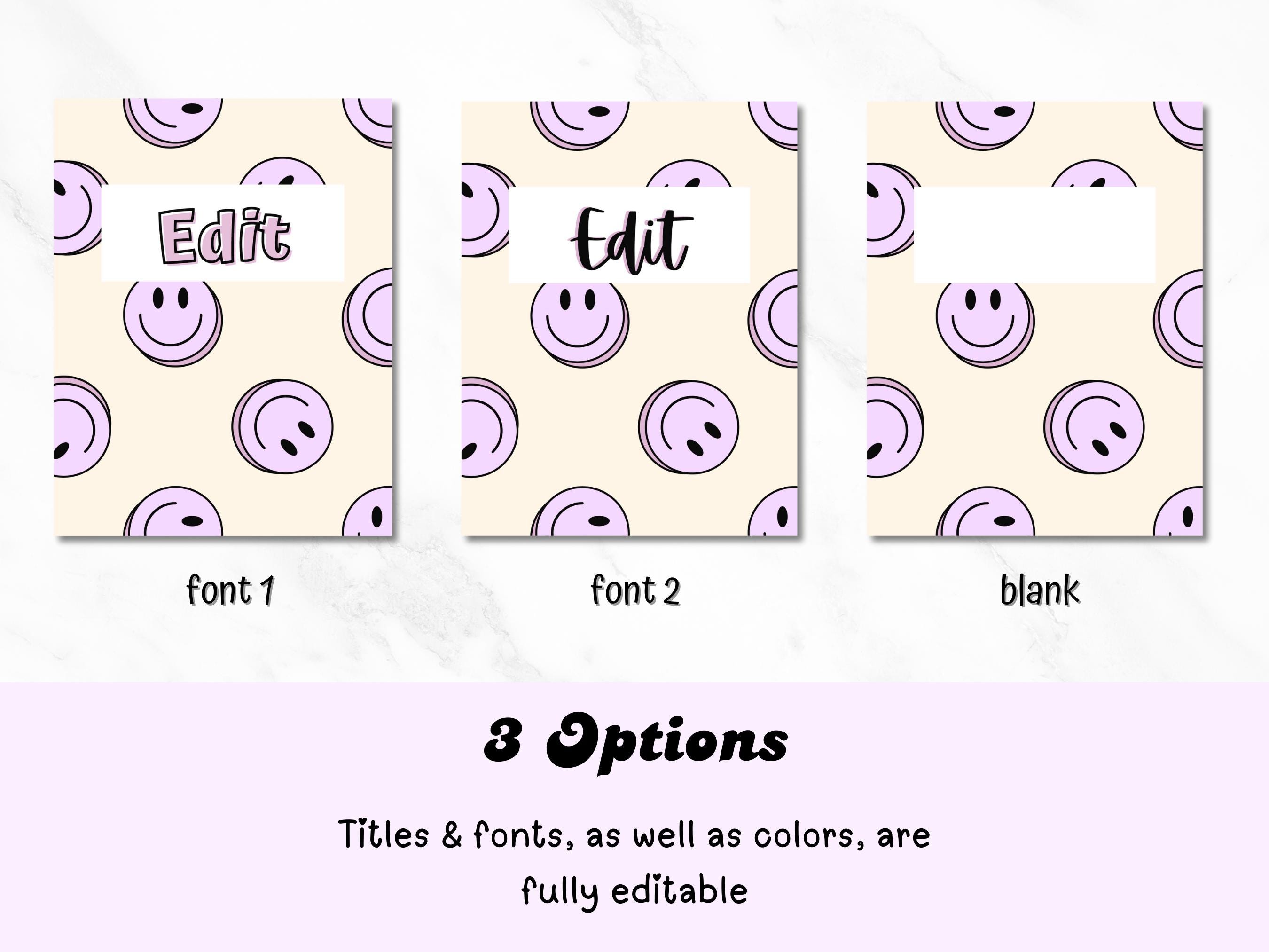 RETRO PASTEL Editable Binder Cover, Canva Template, Printable Classroom ...