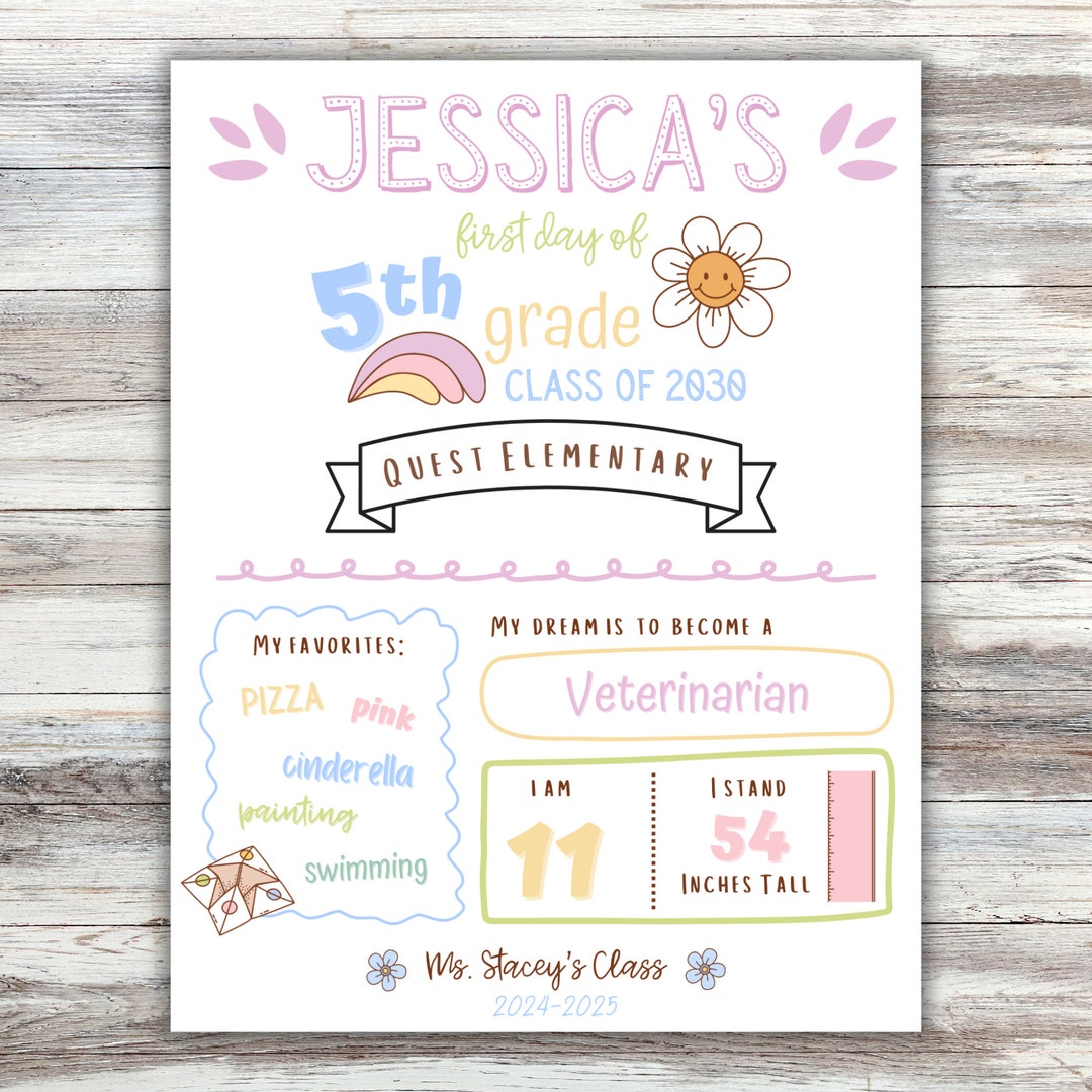 Custom Back to School Sign First Day of School Sign Chalkboard Sign ...