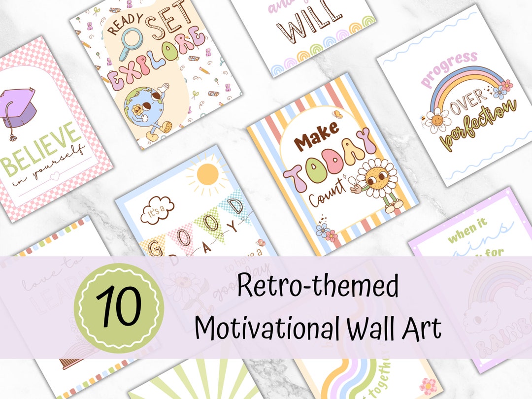 10 Motivational Classroom Wall Artposters, Retro Pastel Classroom Decor ...