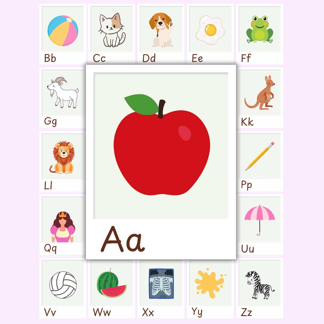 RETRO PASTEL Alphabet Posters, Alphabet Flashcards, Alphabet Chart ...