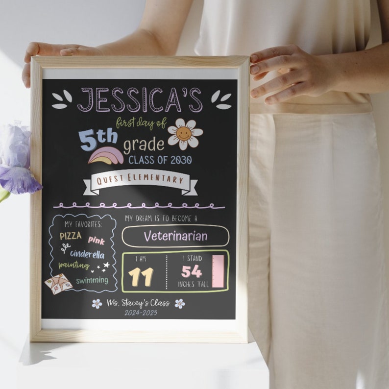 Custom Back to School Sign First Day of School Sign Chalkboard Sign ...