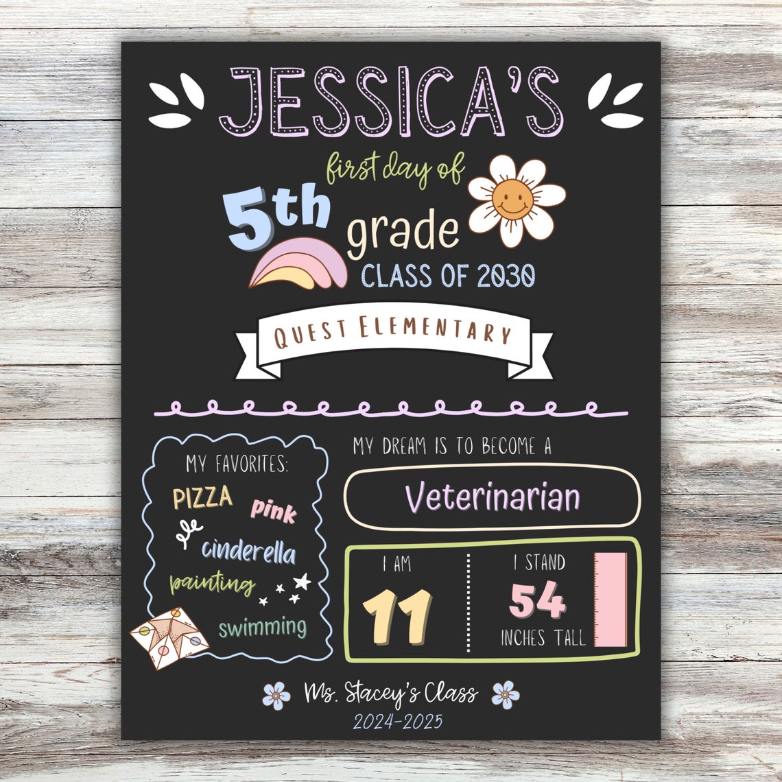 Custom Back to School Sign First Day of School Sign Chalkboard Sign ...