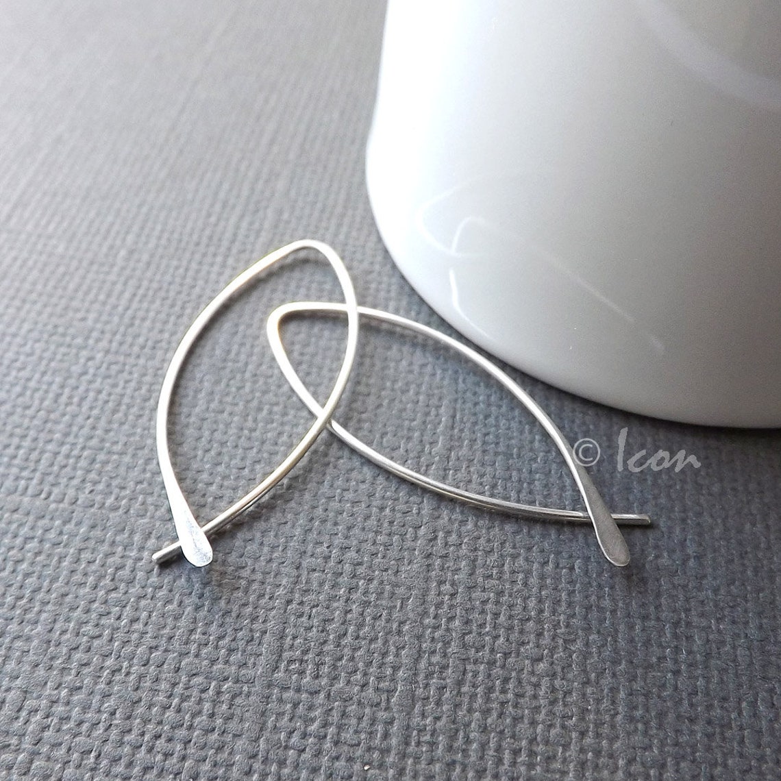 Silver Hoop Earrings Threader Hoops Open Hoop Earrings - Etsy