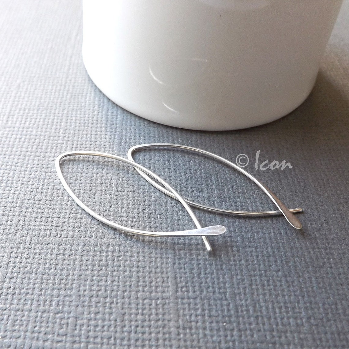 Silver Hoop Earrings Threader Hoops Open Hoop Earrings - Etsy