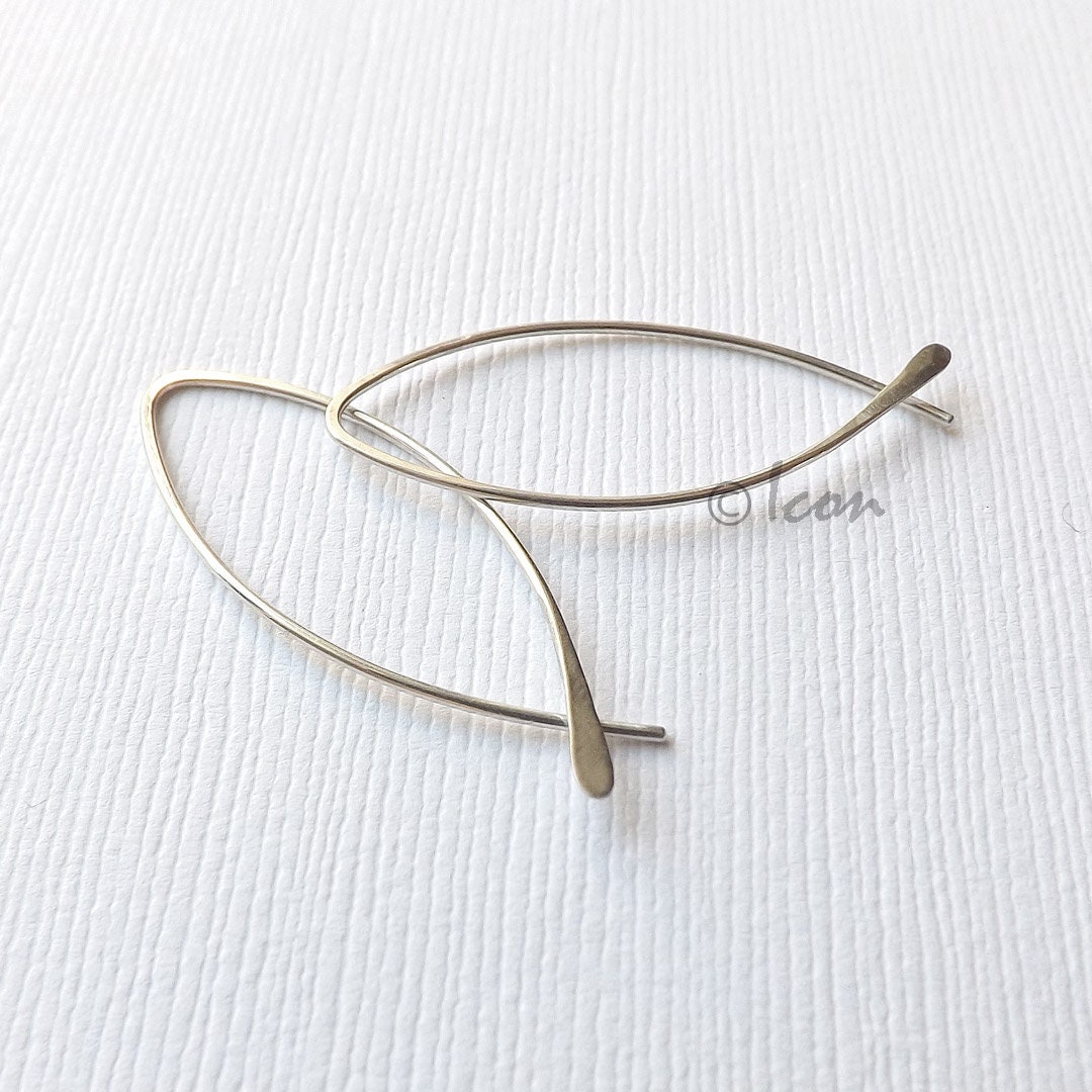 Silver Hoop Earrings Threader Hoops Open Hoop Earrings - Etsy
