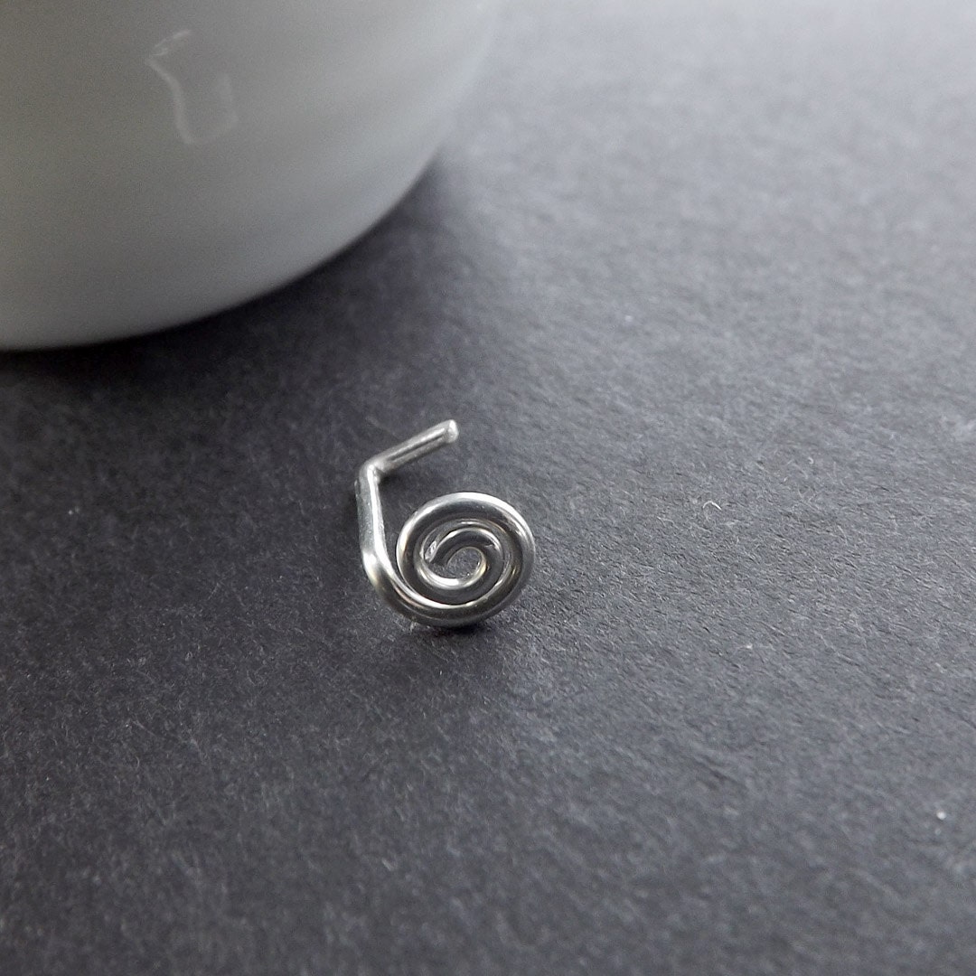 Sterling Silver Coiled Nose Stud Single, Tiny Swirl Post, Nose Ring ...