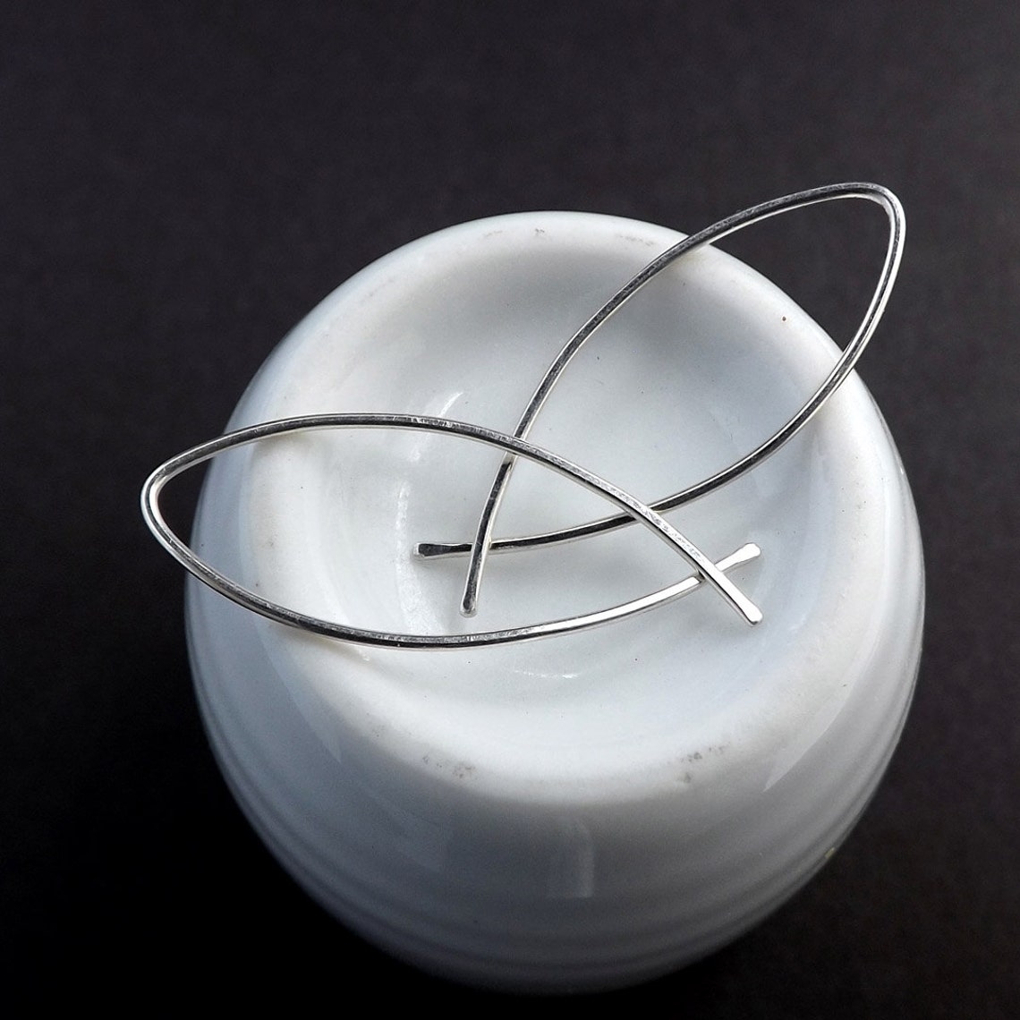 Silver Hoop Earrings Threader Hoops Open Hoop Earrings - Etsy