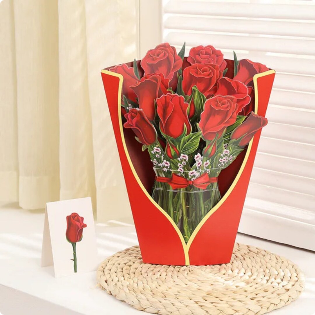 Red Rose Pop up Card - Etsy