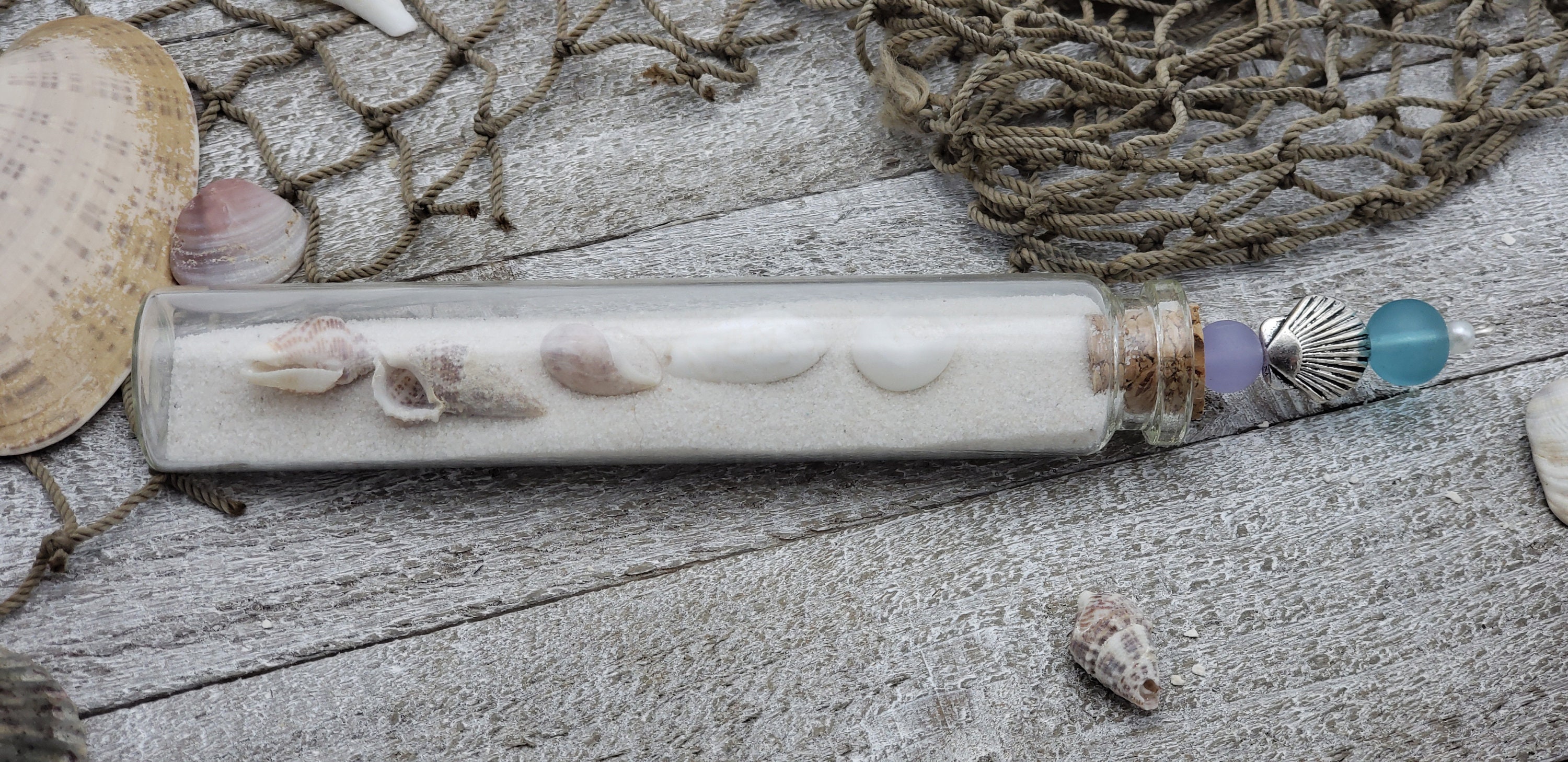 Beach Sand Bottles Filled With Seashells Adorned With Charms & Glass ...