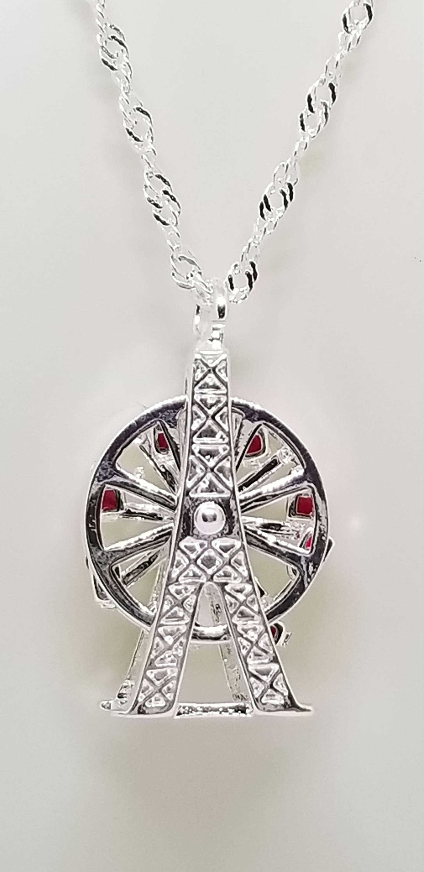 Wonder Wheel Ferris Wheel Sterling Silver Charm Necklace (movable Parts ...