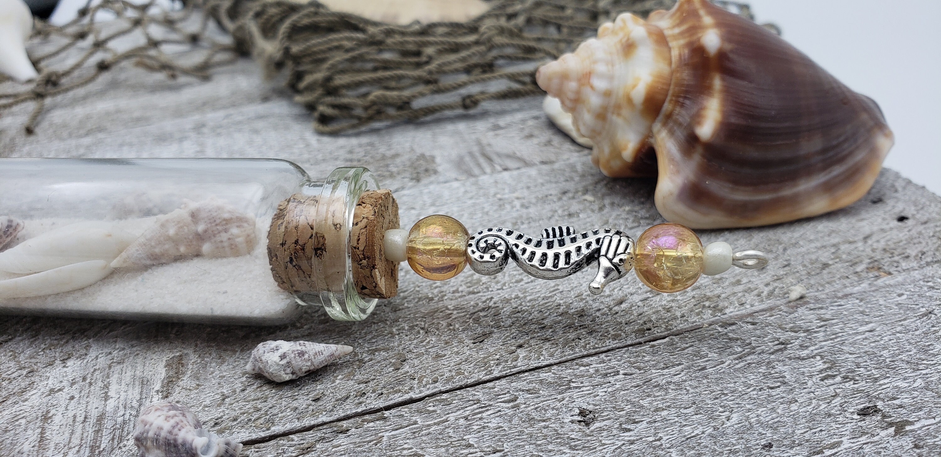 Beach Sand Bottles Filled With Seashells Adorned With Charms & Glass ...
