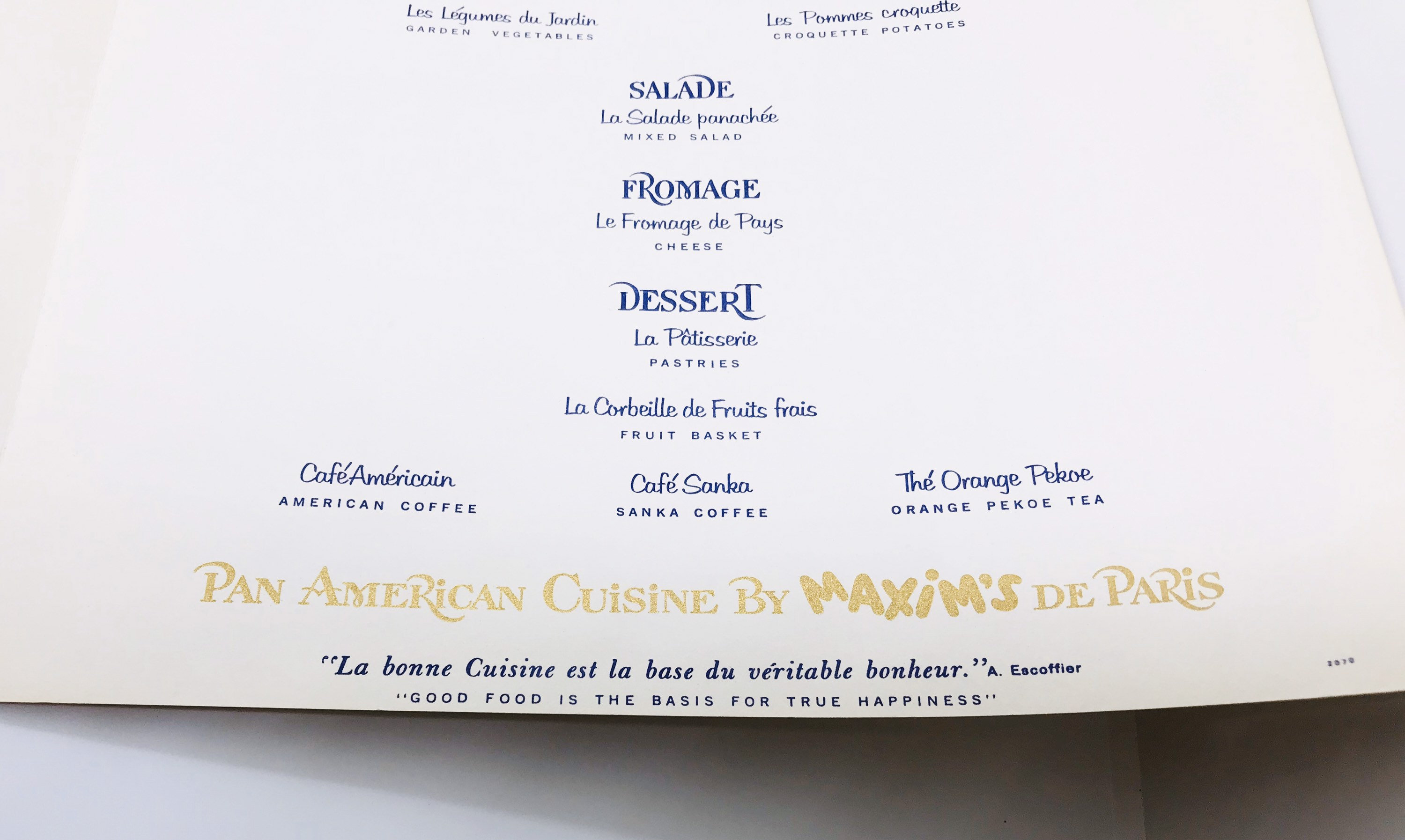 Rare Vtg Pan Am Airlines Menu Caribbean Lg 1st Class Maxim’s PRESIDENT ...