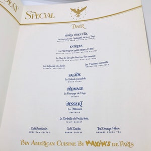 Rare Vtg Pan Am Airlines Menu Caribbean Lg 1st Class Maxim’s PRESIDENT ...