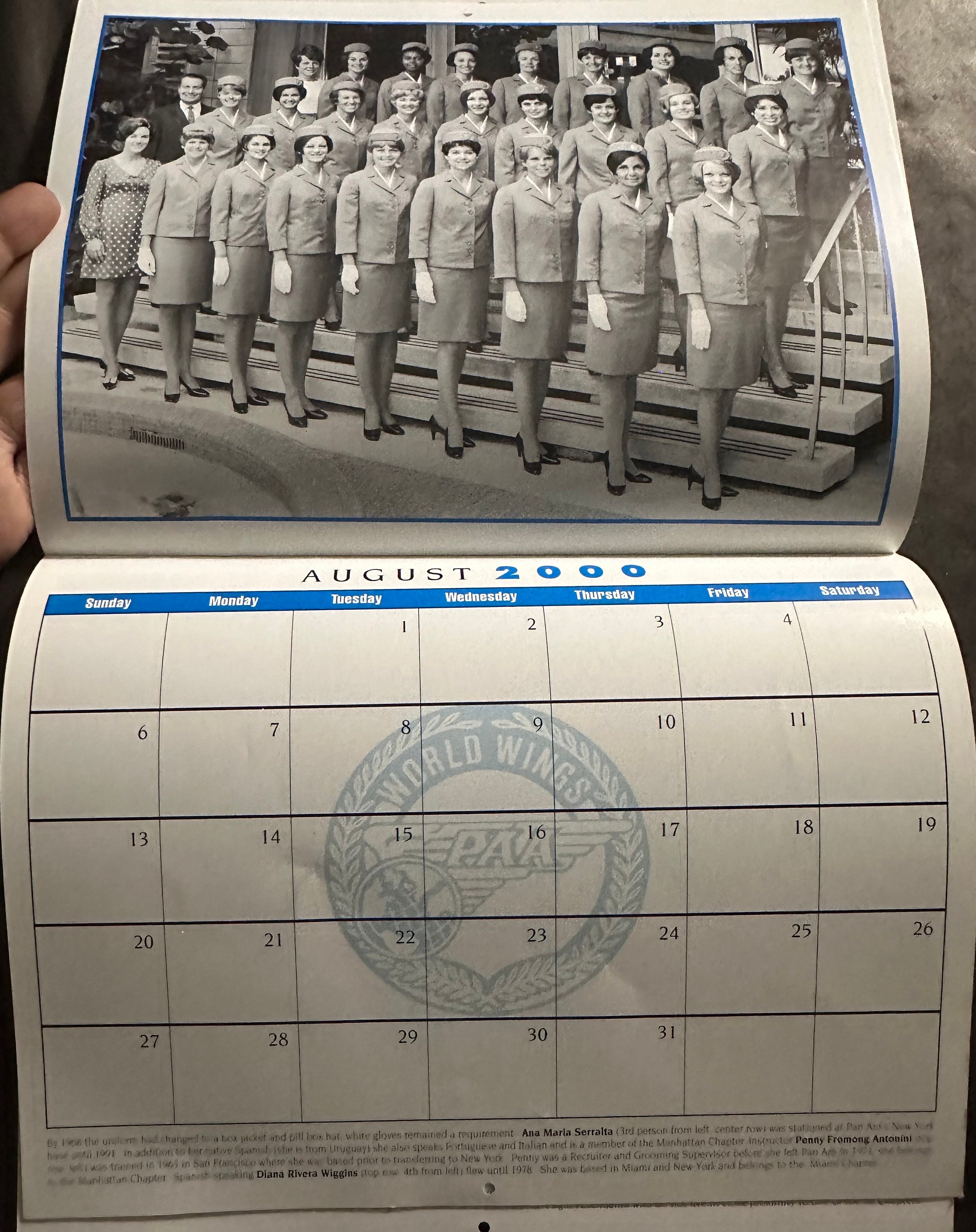 Pan Am Airlines Flight Attendant Stewardess Pan Am World Wings Calendar ...