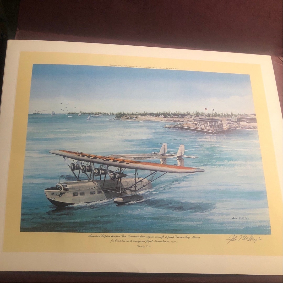 John T. Mccoy Signed Vintage Pan Am Airlines American Clipper Plane ...