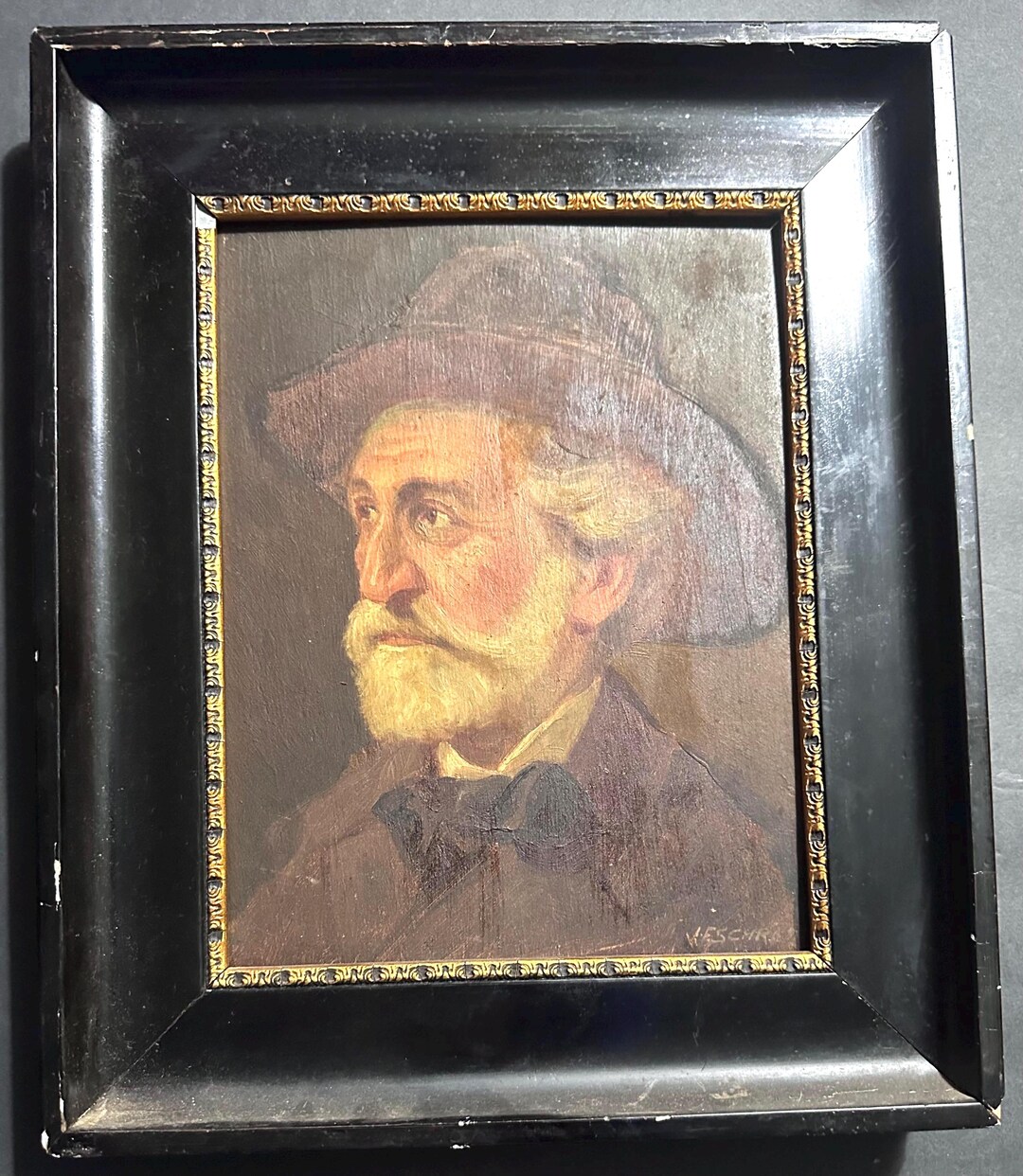 19th Century Portrait Italian Composer GIUSEPPE VERDI Antique Oil/panel ...