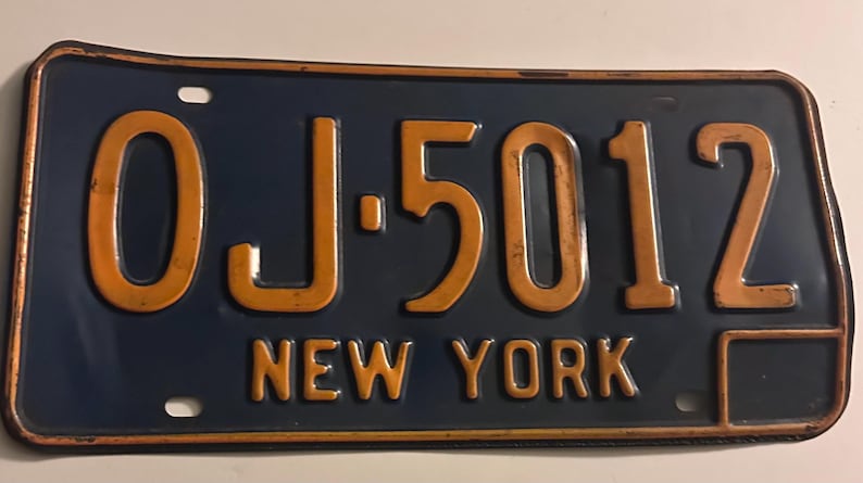 Vintage 1966-1973 New York Metal NY Car License Plate OJ-5012 Blue ...