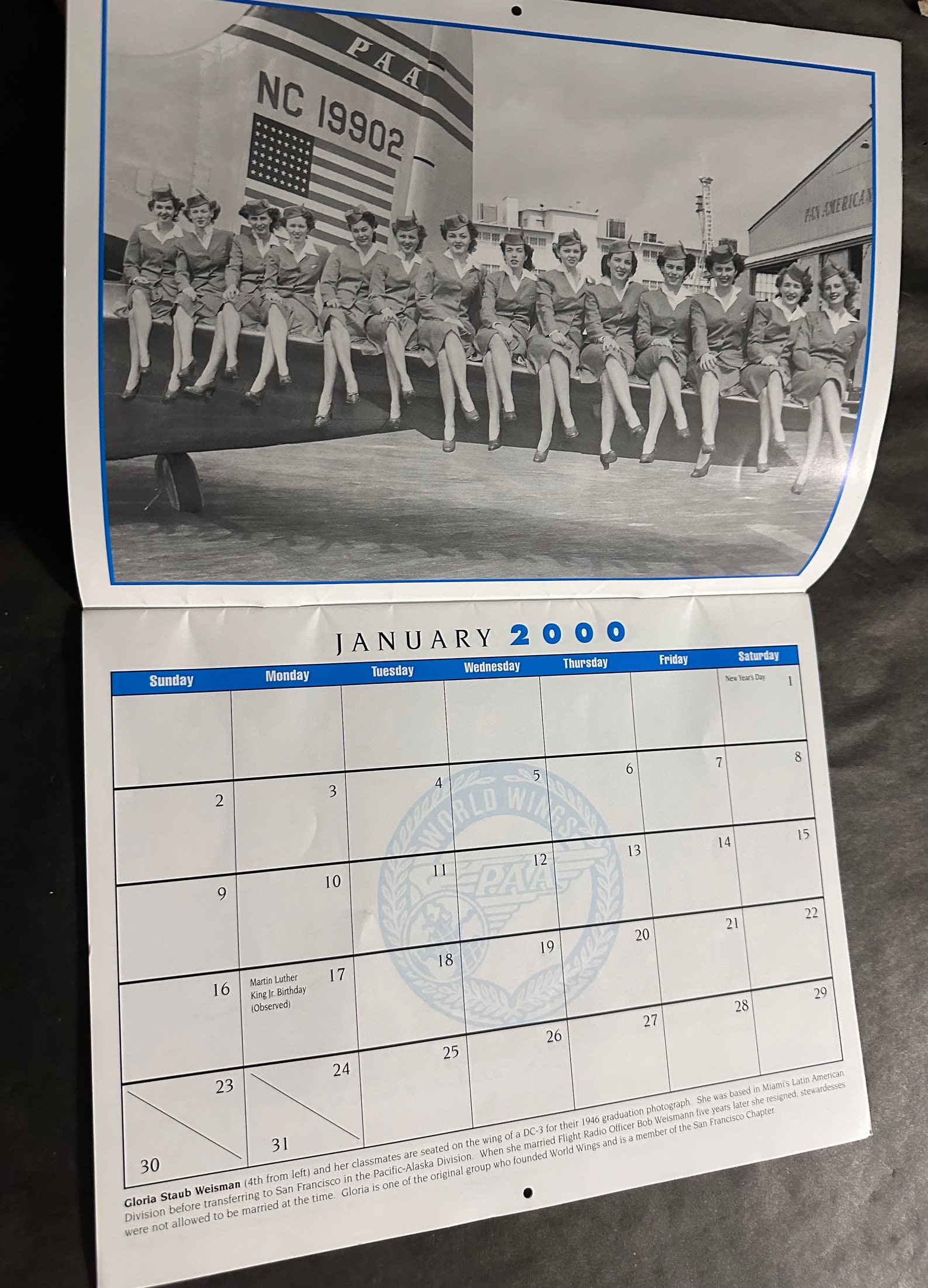 Pan Am Airlines Flight Attendant Stewardess Pan Am World Wings Calendar ...
