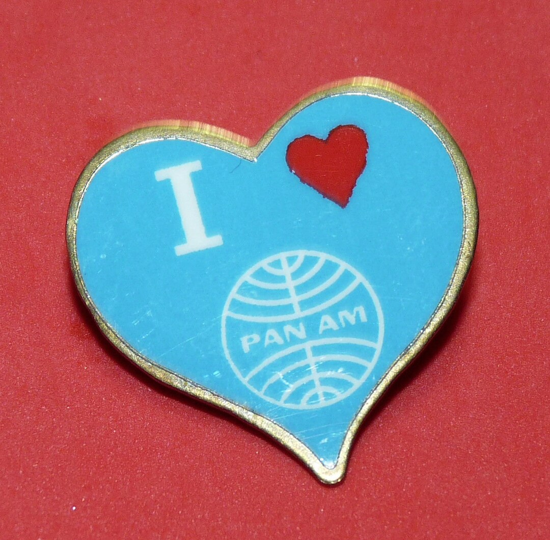 Vintage Pan Am Airlines Logo I Love PAN AM Heart Lapel Pin - Etsy