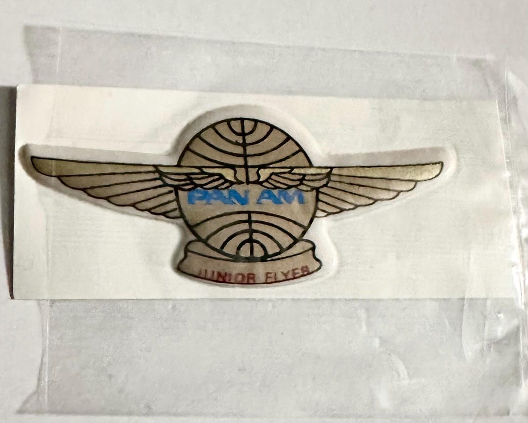 Vintage Pan Am Airlines Logo Junior Flyer Wings Kiddie STICKER Badge ...