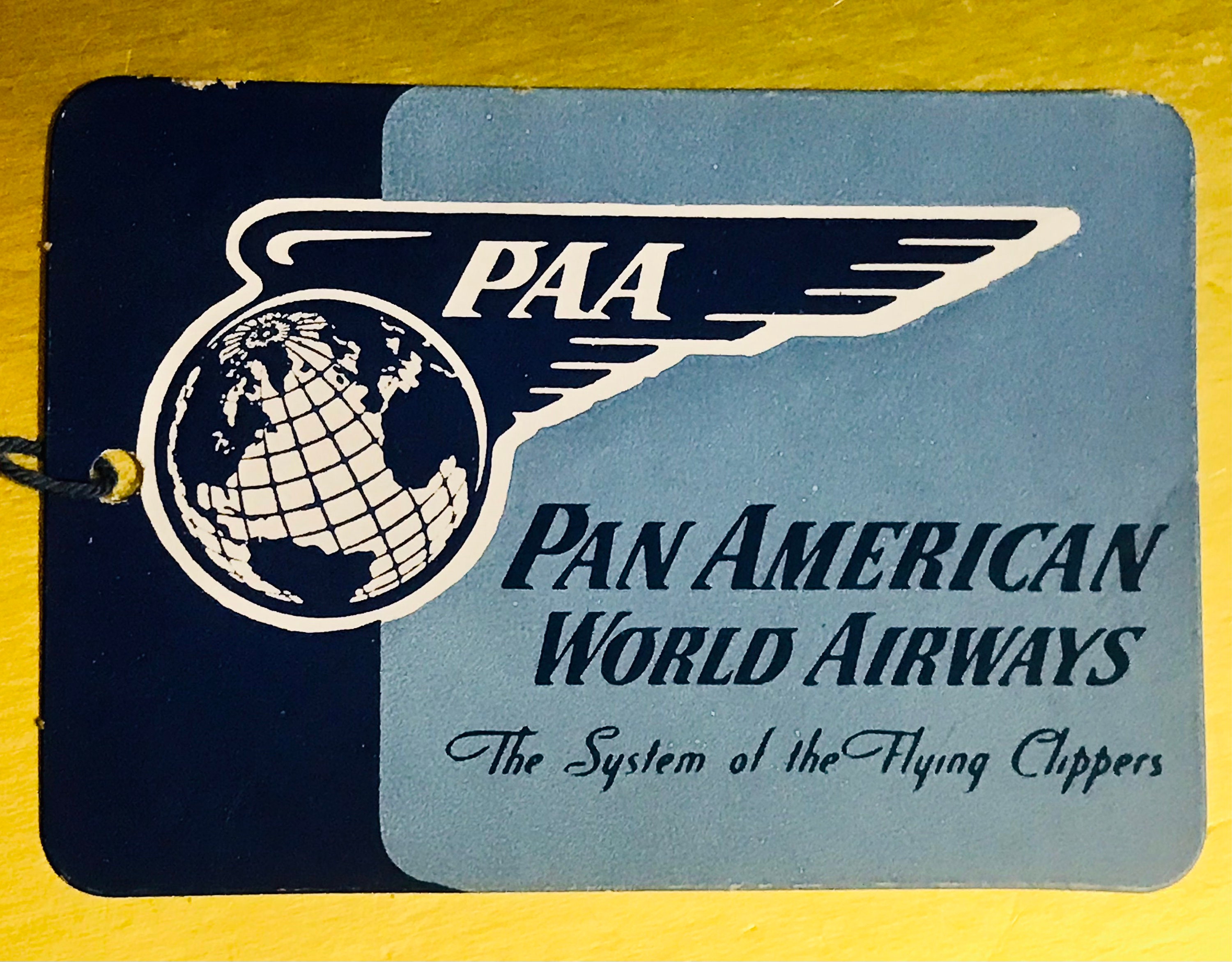 Vintage PAA Pan American World Airways Luggage Tag Wing Logo Flying ...