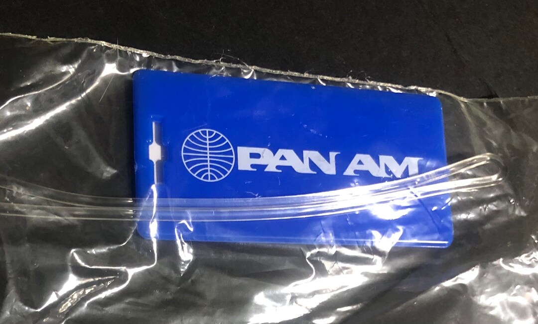 Vintage PAA Pan Am Airlines Luggage Tag Hard Plastic Blue W/clear ...