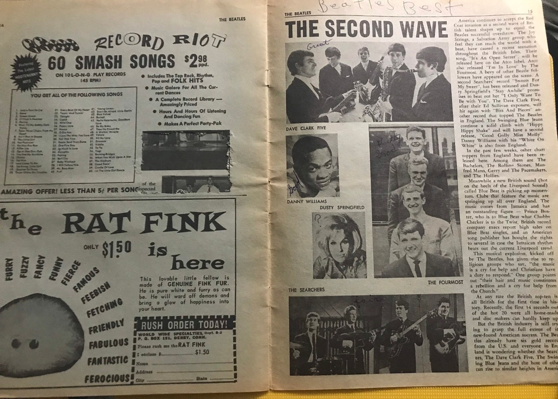 1964 Charlton Magazine the BEATLES SONGS 2 Lyrics Rat Fink Ad Vintage ...
