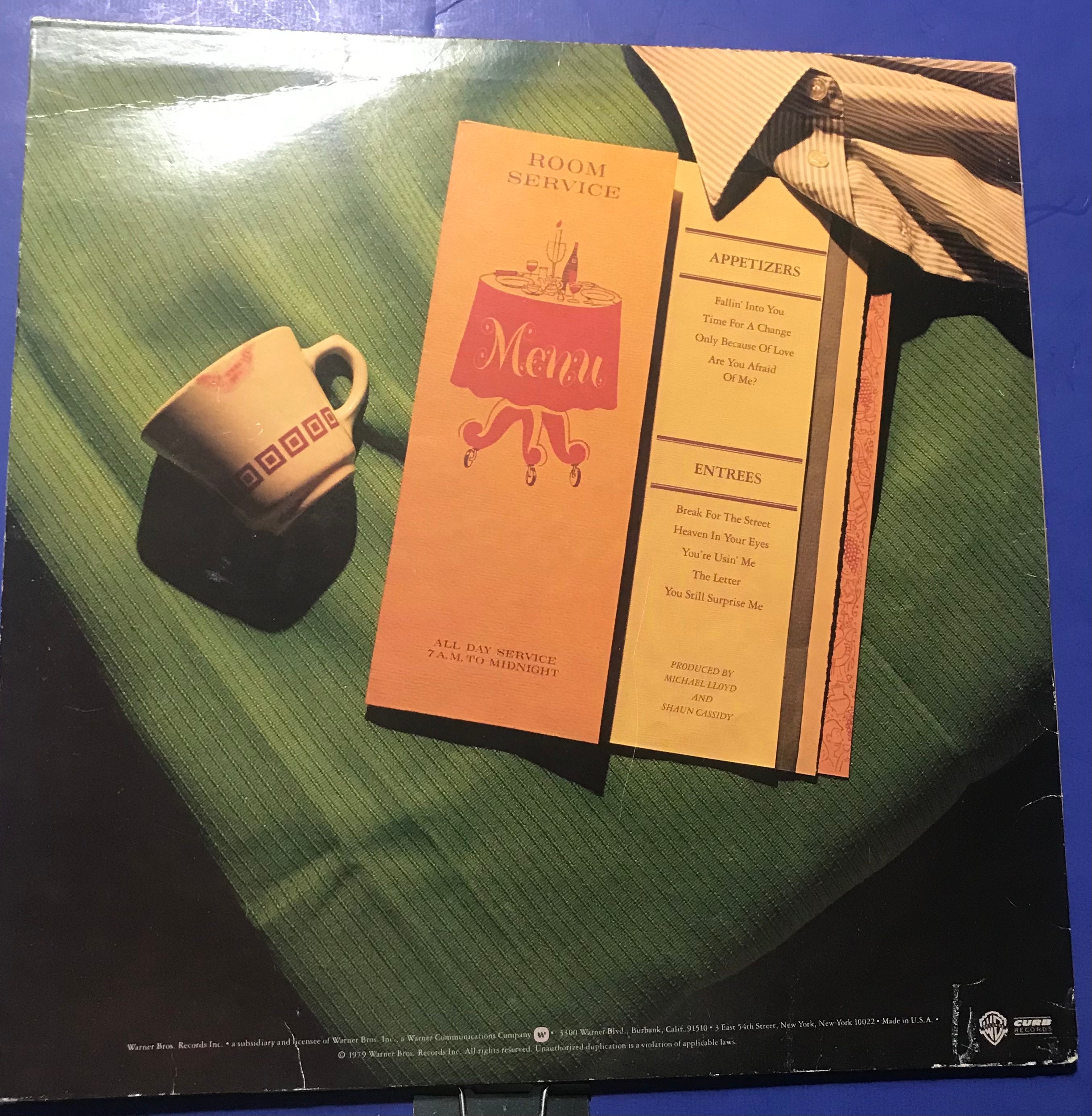 Shaun Cassidy Room Service Album LP 1979 Warner Bros. Records Teen ...