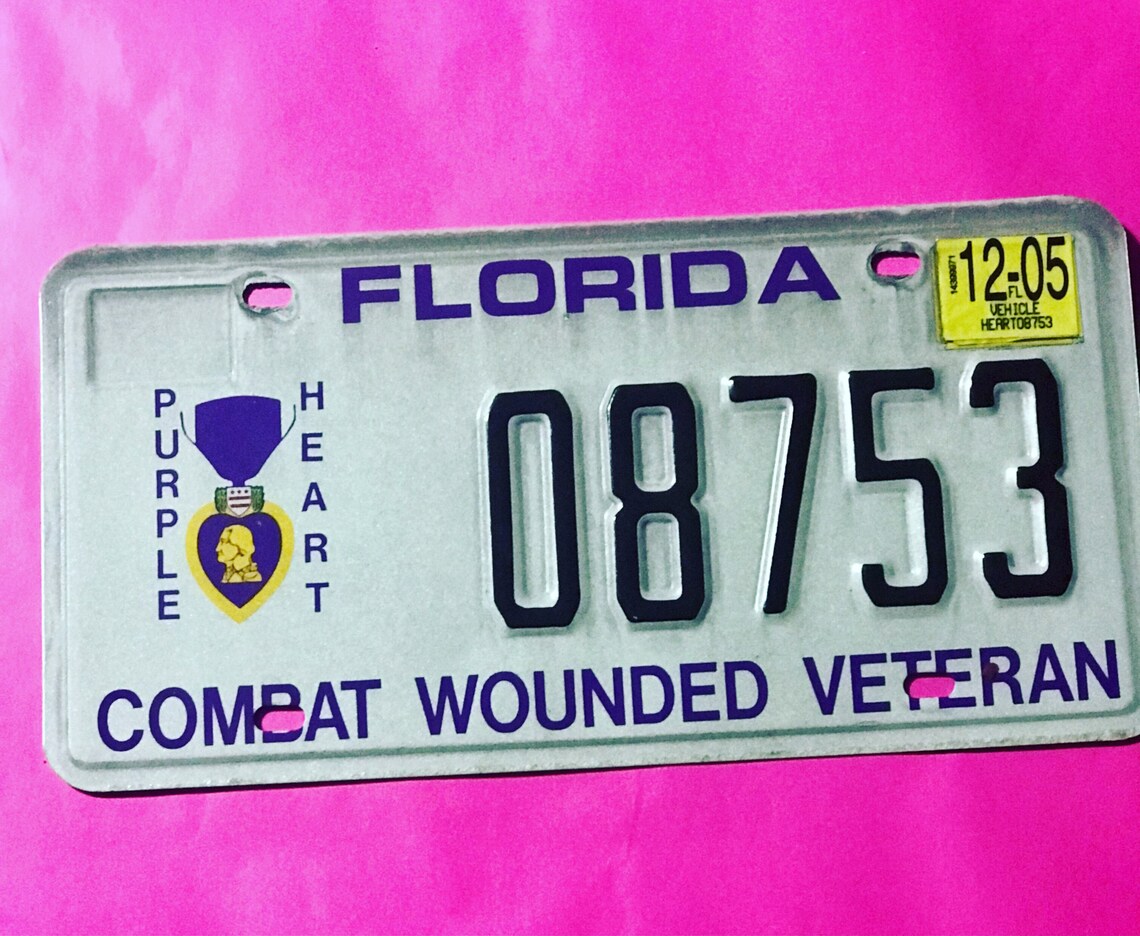 Florida License Plate Sunshine State Purple Heart Military Combat ...