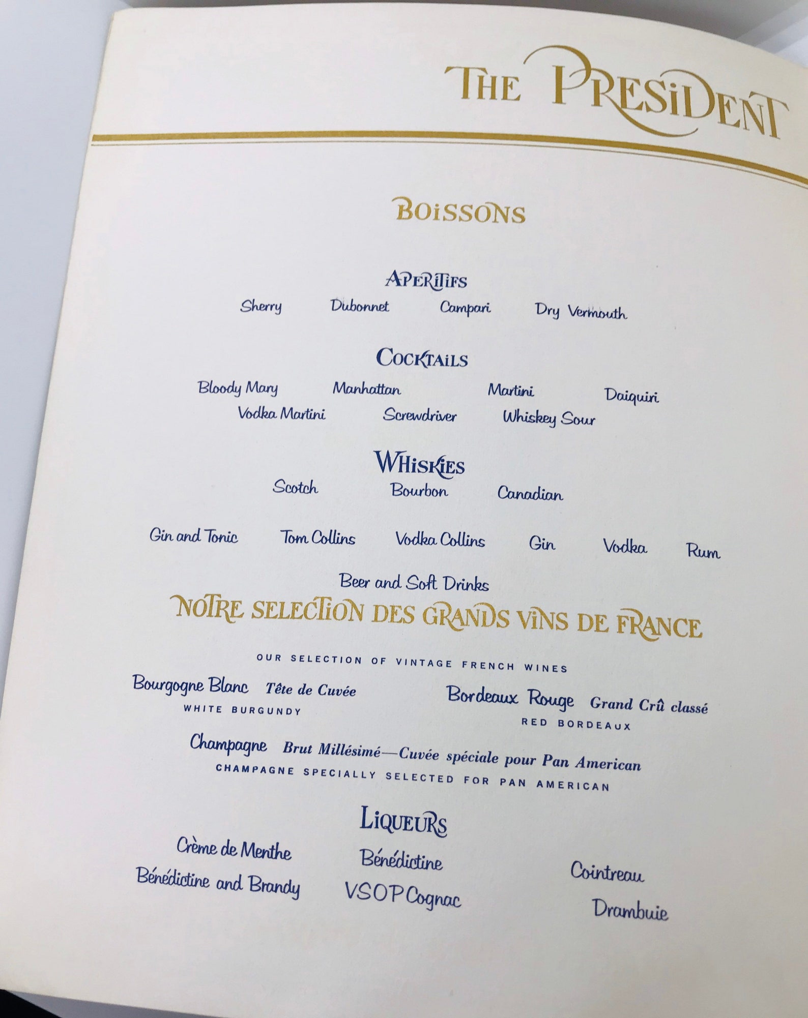 Rare Vtg Pan Am Airlines Menu Caribbean Lg 1st Class Maxim’s PRESIDENT ...