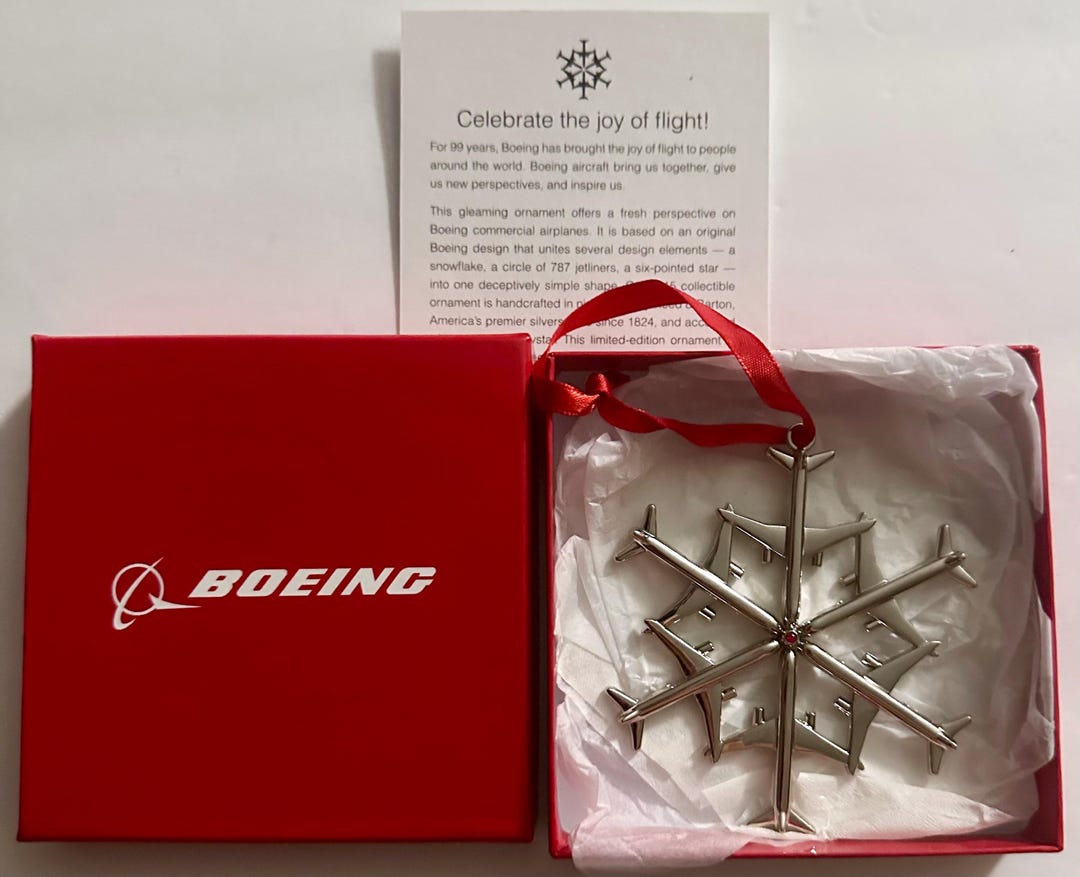 Rare Boeing Aircraft Airplane Snowflake Christmas Ornament in Original ...