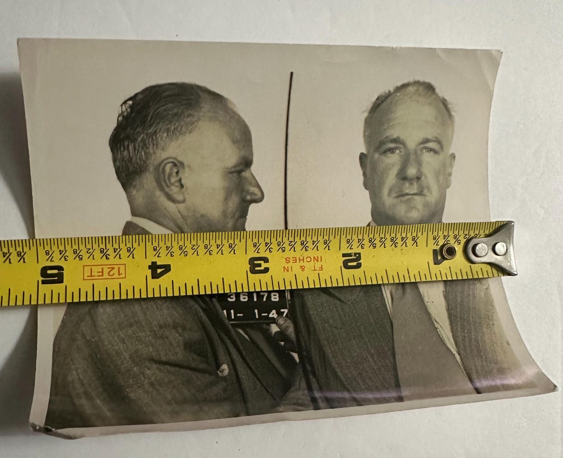 Original 1940s Vintage Man MUGSHOT PHOTO Miami Police Department ...
