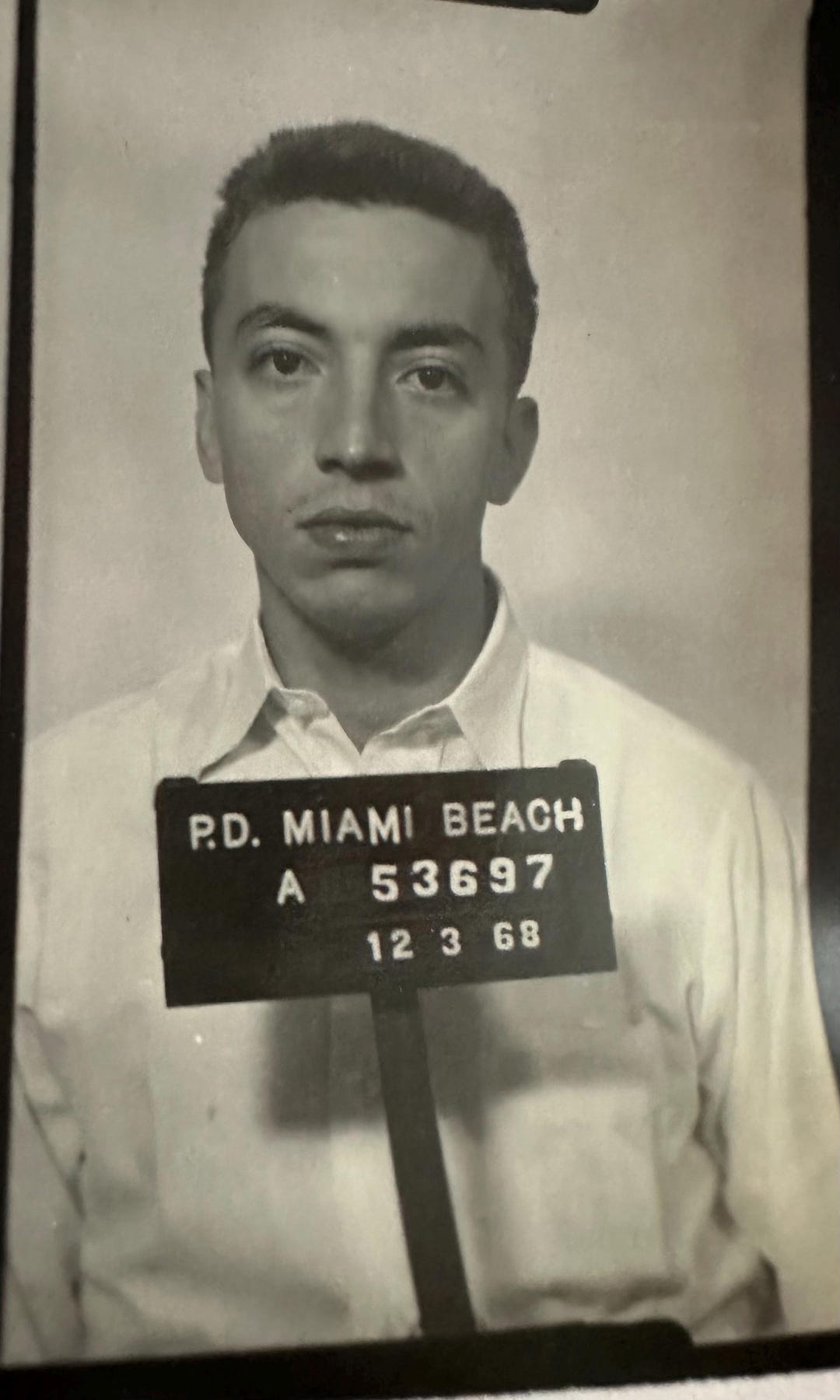 Original 1960s Vintage Hispanic Man MUGSHOT PHOTO Miami Beach Police ...