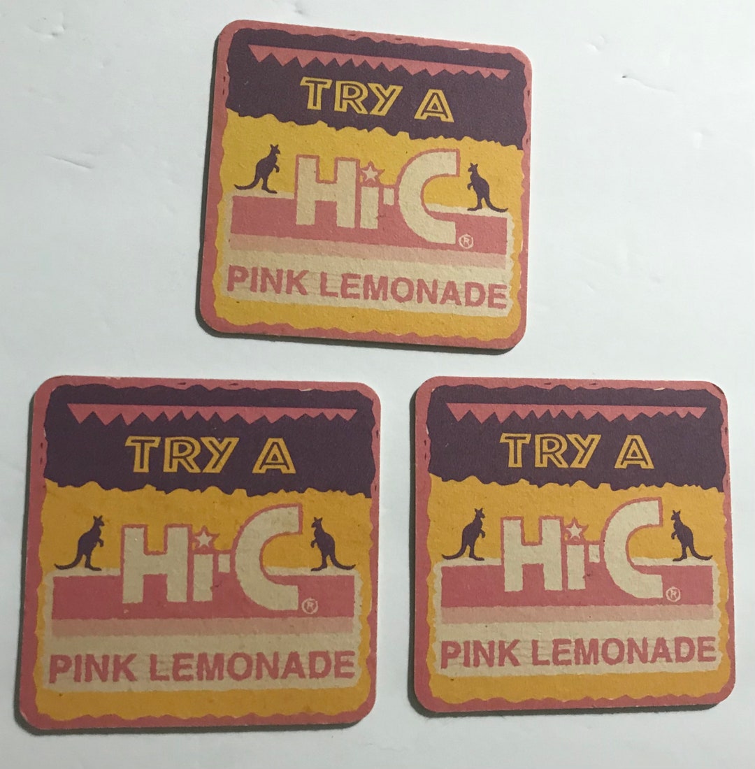 Lot 3 Vintage Hi-c Pink Lemonade “bottoms Up” Cola Cola Coke Coasters ...