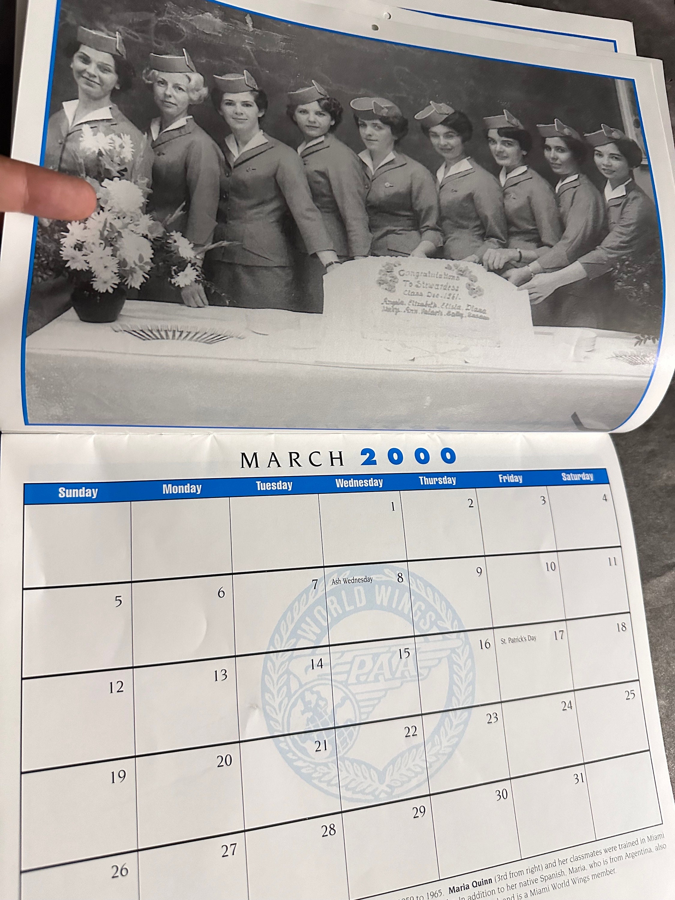 Pan Am Airlines Flight Attendant Stewardess Pan Am World Wings Calendar ...