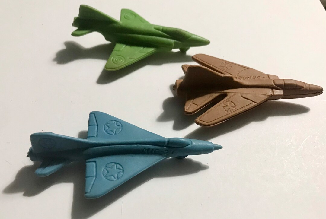 Vtg 1970s Matchbox Lesney Jet Airplane Rubber Erasers Blue Mig Tornado ...